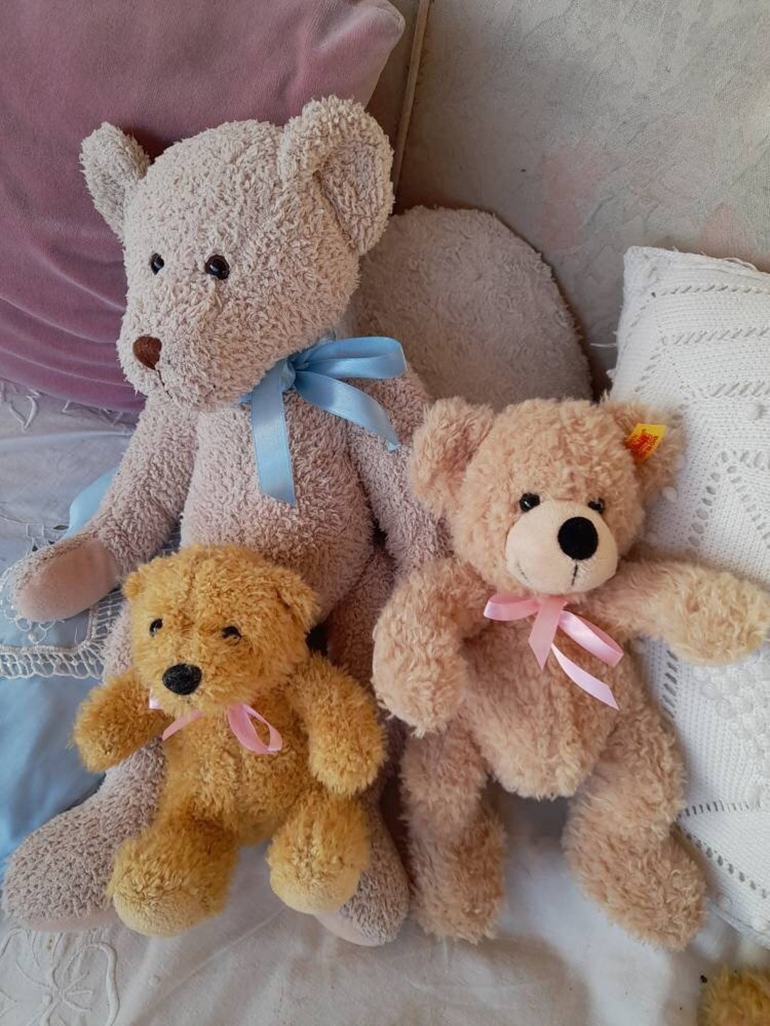 3 Teddy Bear Vintage 70s Old Plush Toy Antique Plush Vintage Bears ...