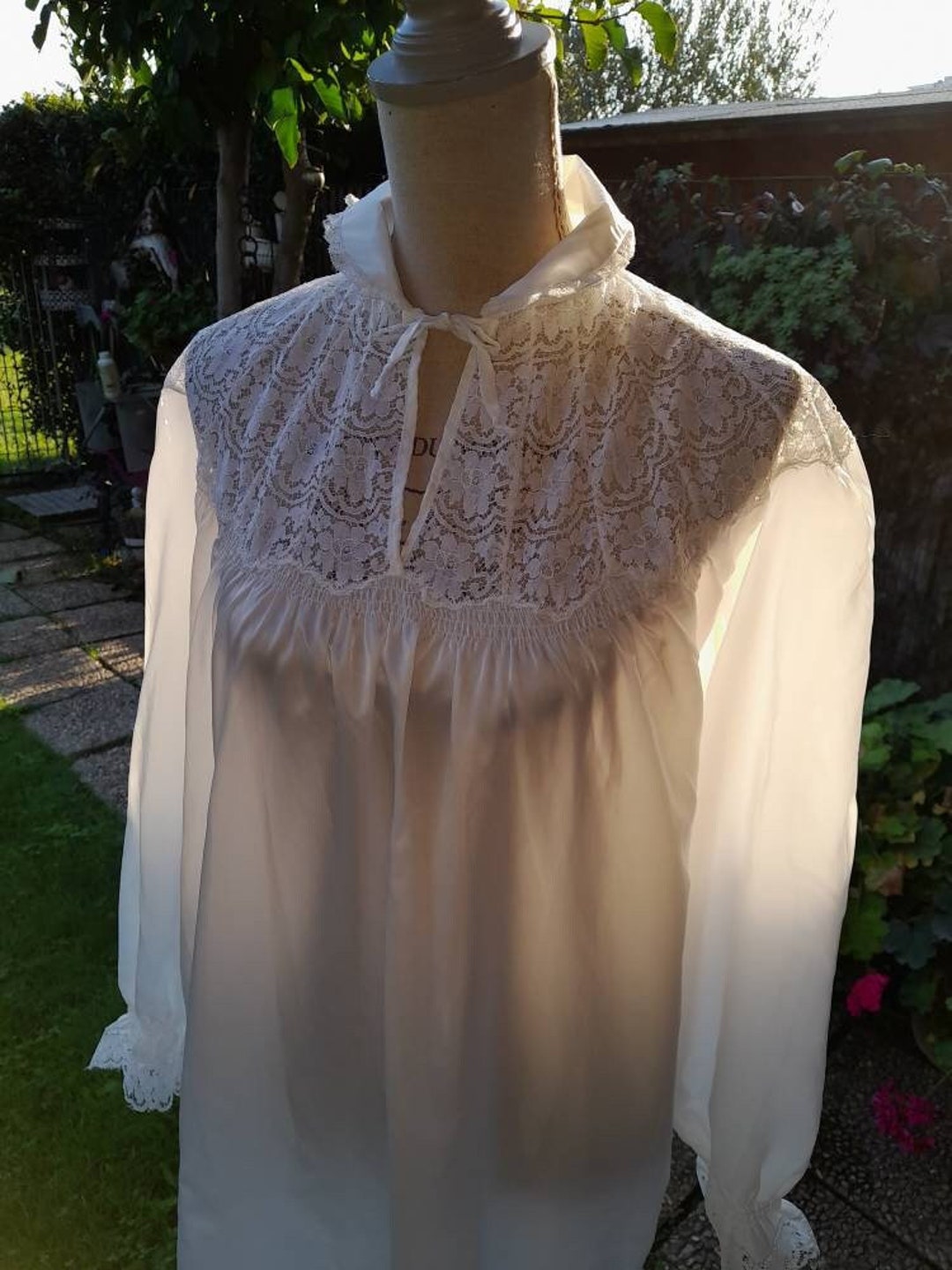 Antique White Nightgown Vintage 20s Shabby Chic Shiny Satin Wedding ...