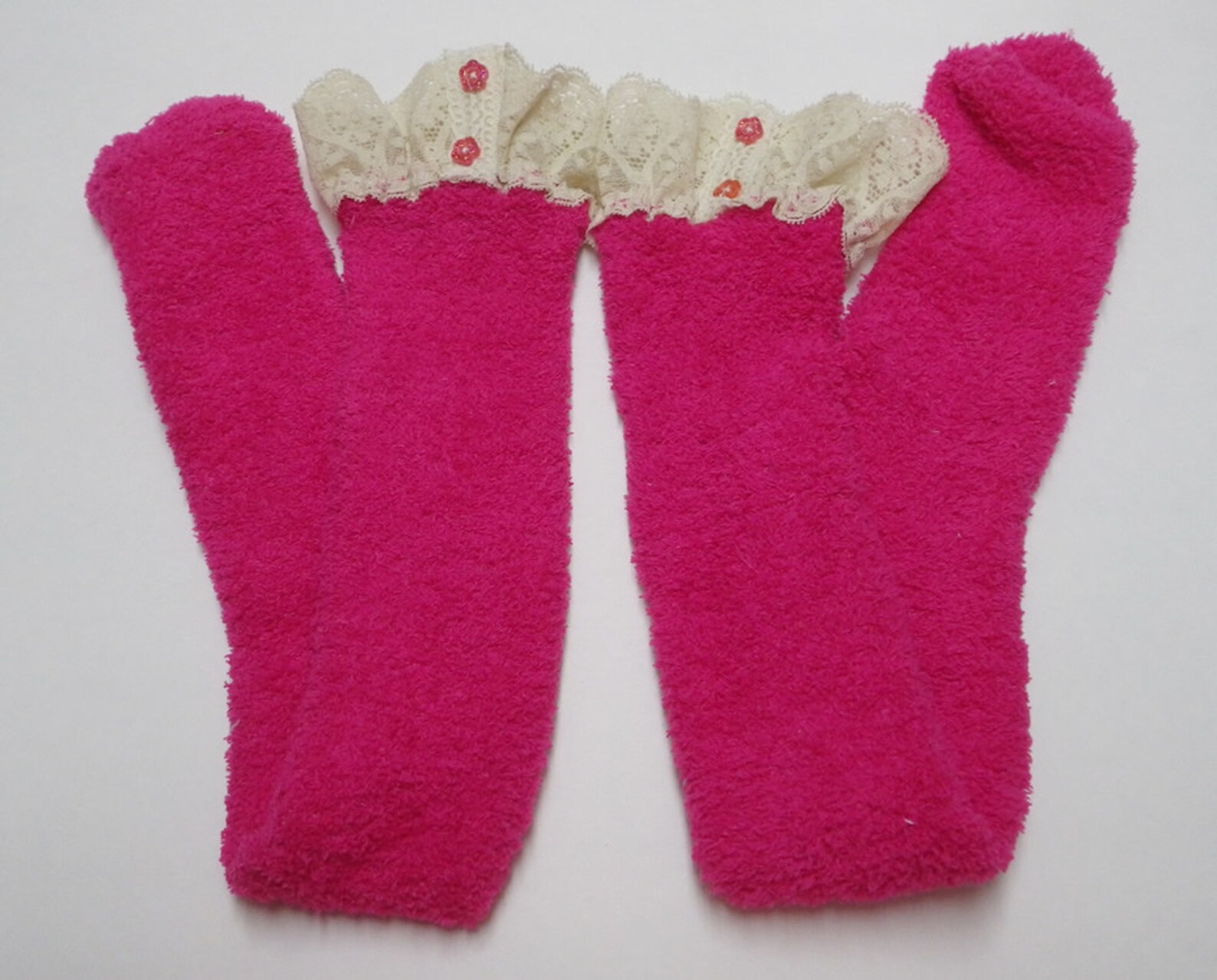 Pink Boot Cuff Long Socks Leg Warmers With Ecru Lace Trim - Etsy