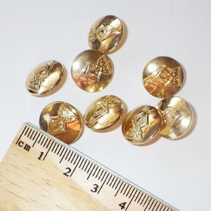 Set of 8 Jewel-like Highly Polished Brass Vintage Buttons, Vintage Gold ...