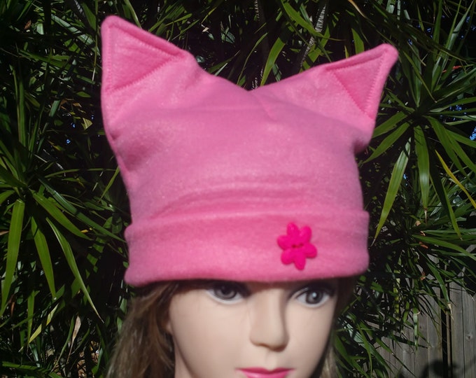 Pink Pussycat Hat Fleece Pink Pussycat Pink Hat Pink Pussy Hat Women