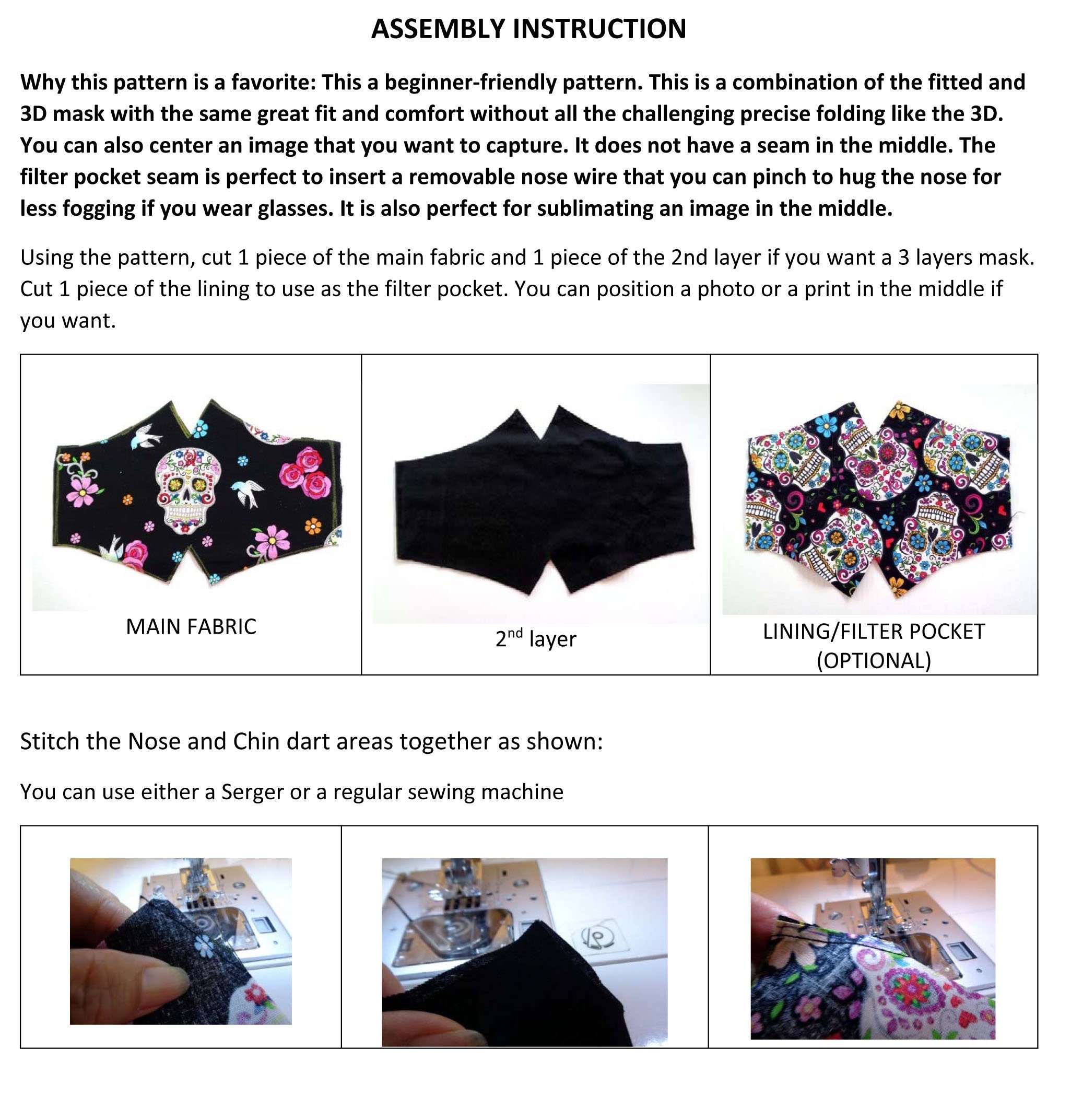 Seamless Mask Pattern, 4 Sizes, Step-by-step Instructions (PDF Pattern ...