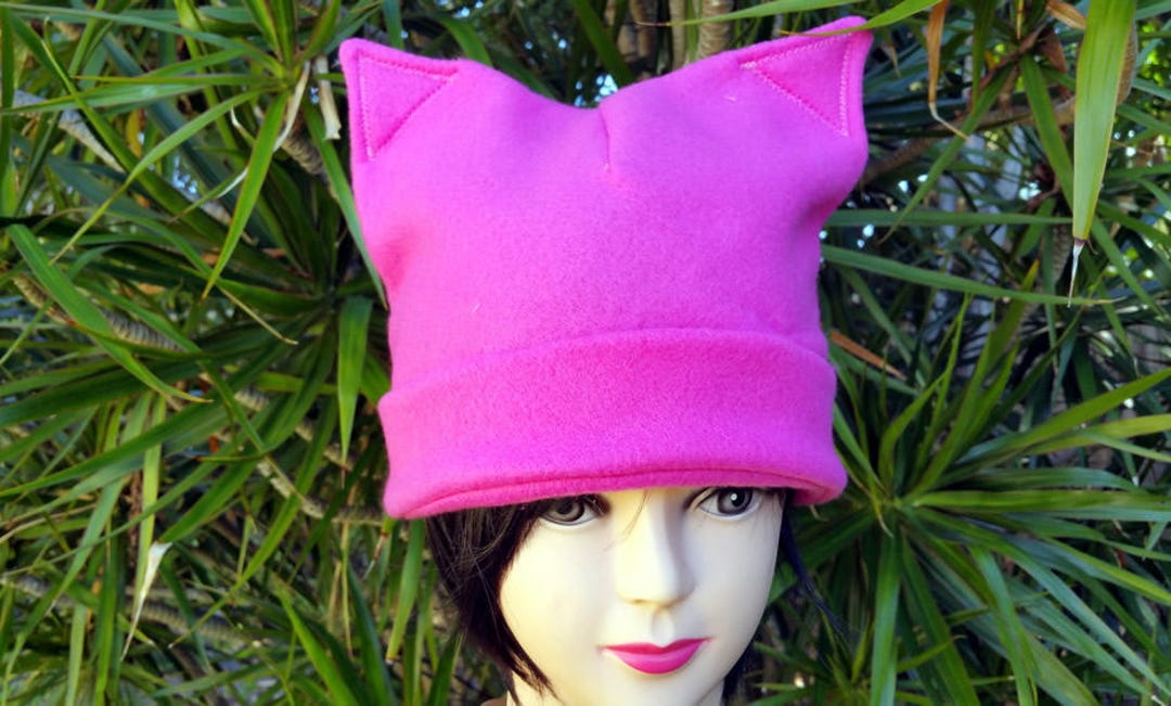 Kid's DEEP Pink Pussycat Hat Fleece, Pink Pussycat Pink Hat, Children's ...