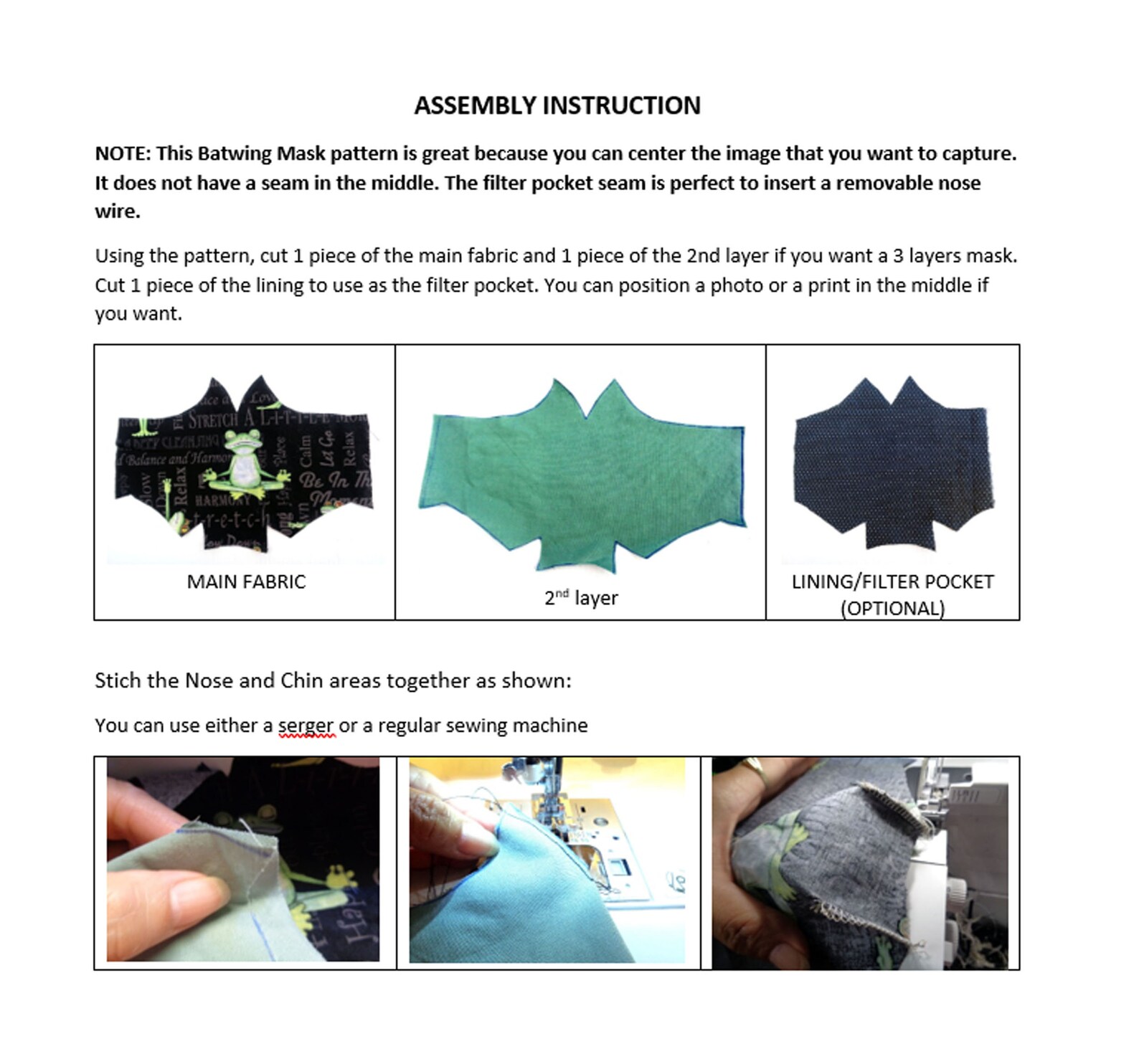 Batwing Mask Pattern for Adults Teens Juniors and Child Size | Etsy