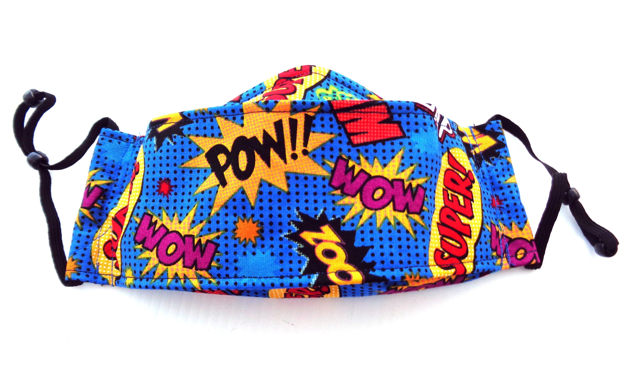 3D Dimensional Comic Strip Origami Face Mask Blue Washable Two - Etsy