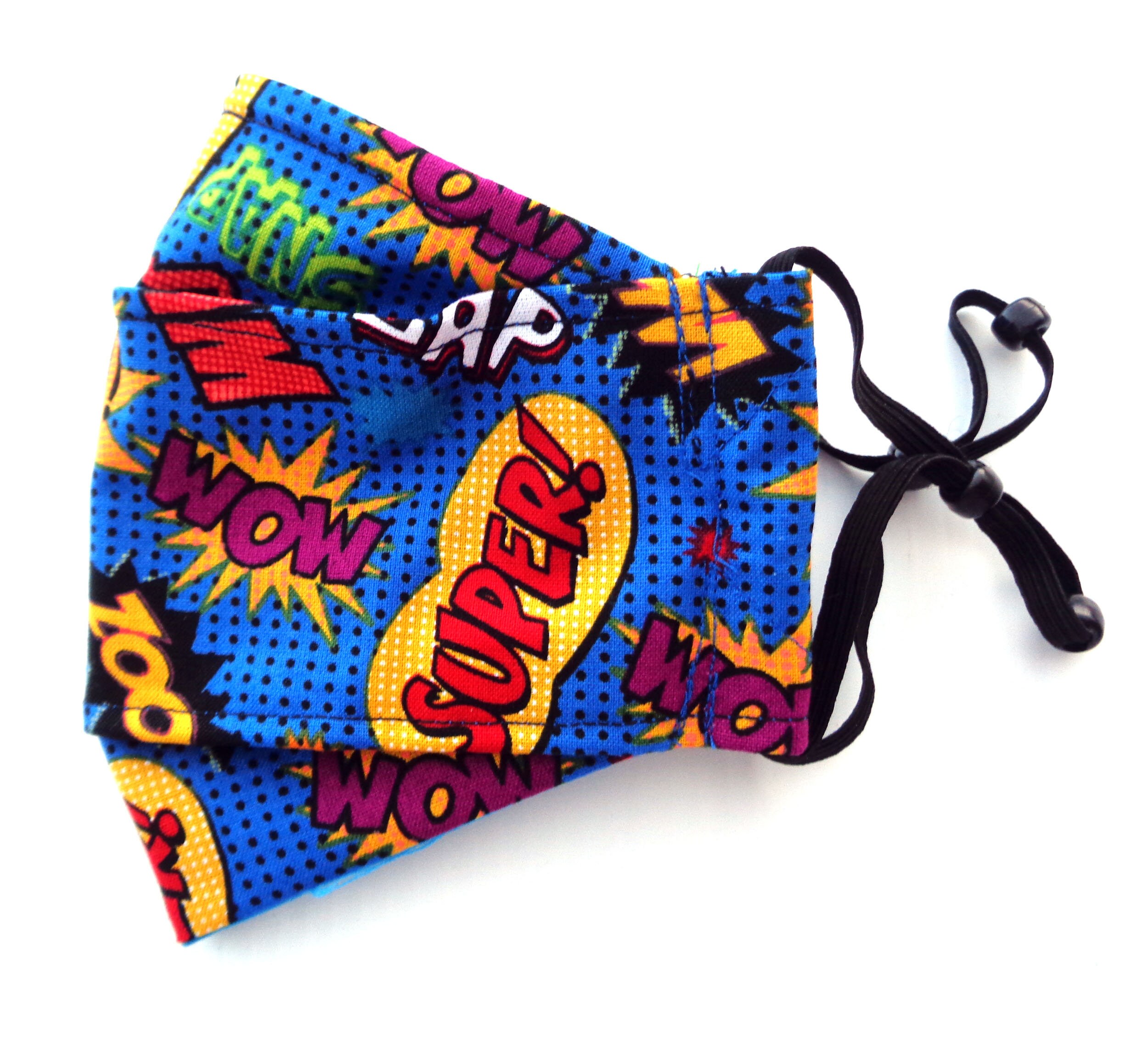 3D Dimensional Comic Strip Origami Face Mask Blue Washable Two - Etsy