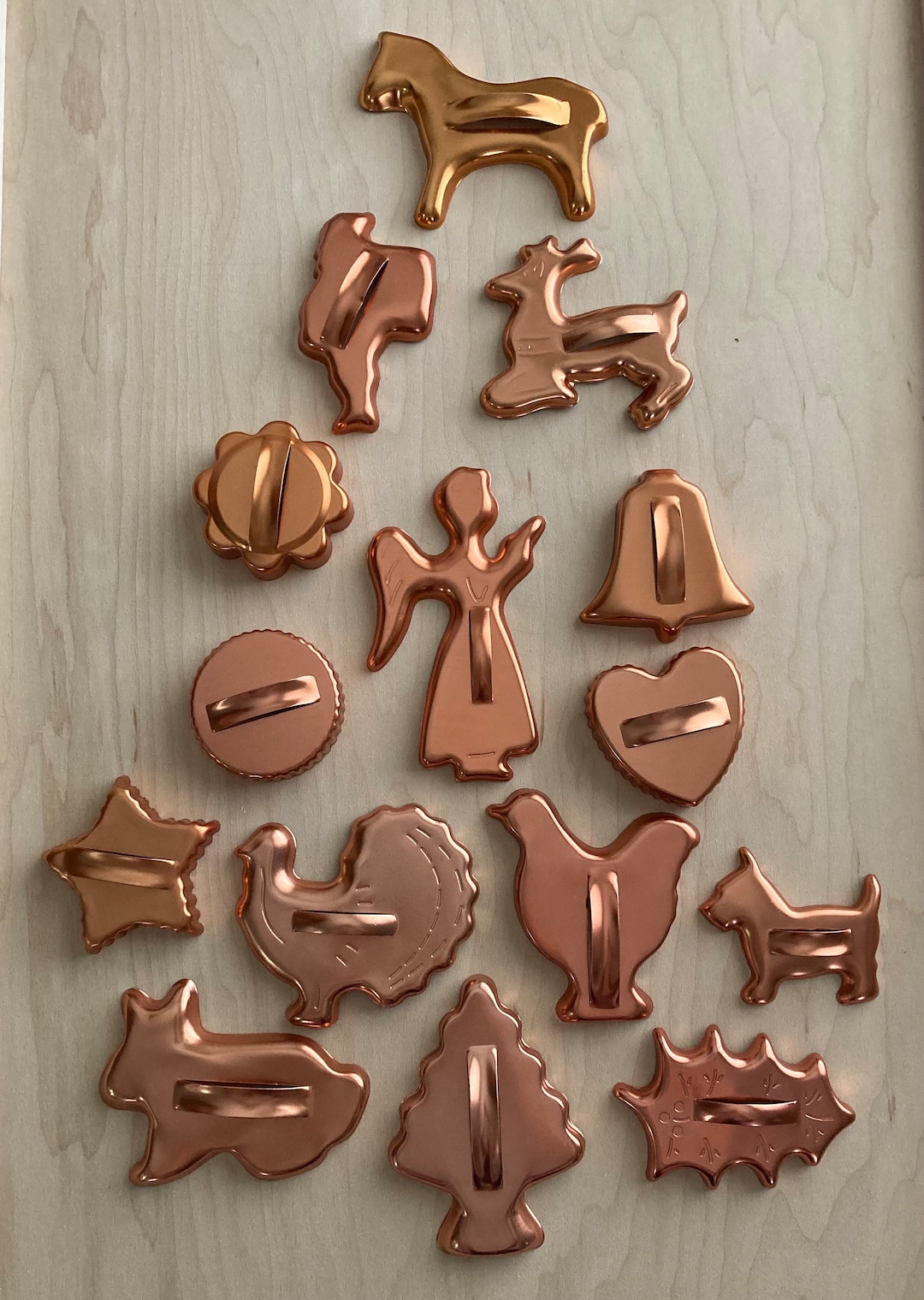 Copper Colored Vintage Aluminum Cookie Cutter Set 15 Piece - Etsy