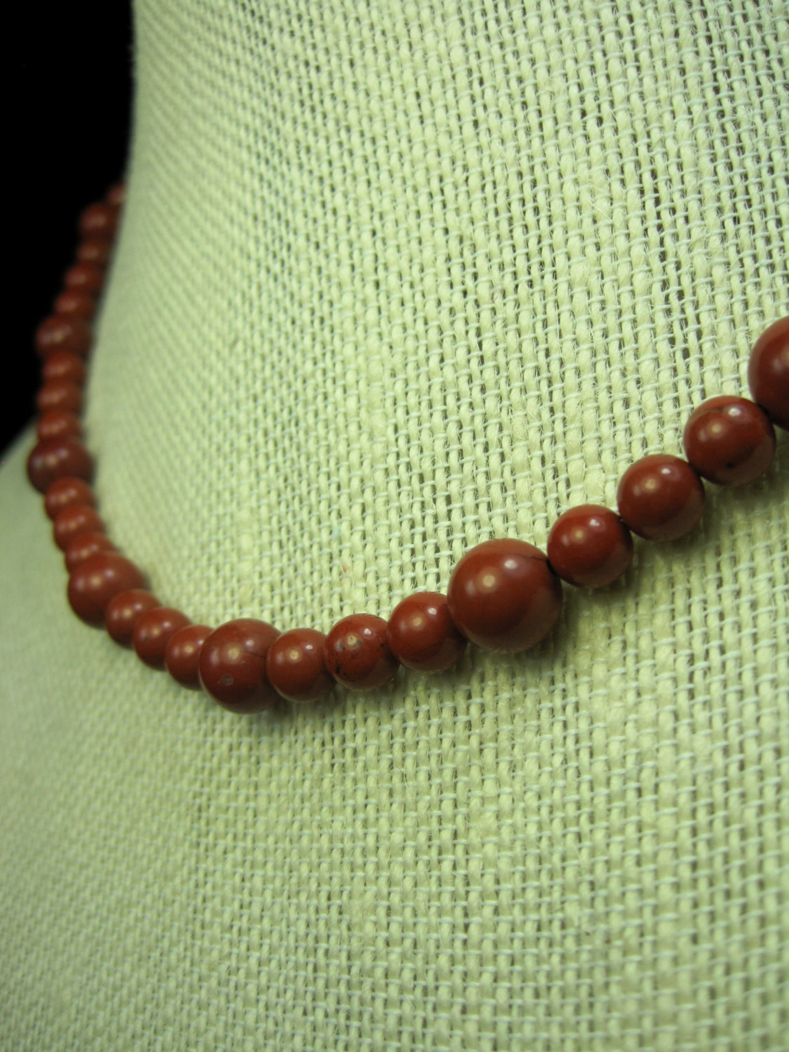 Necklace Handmade With Semiprecious Blood Jasper Beads & Sterling ...