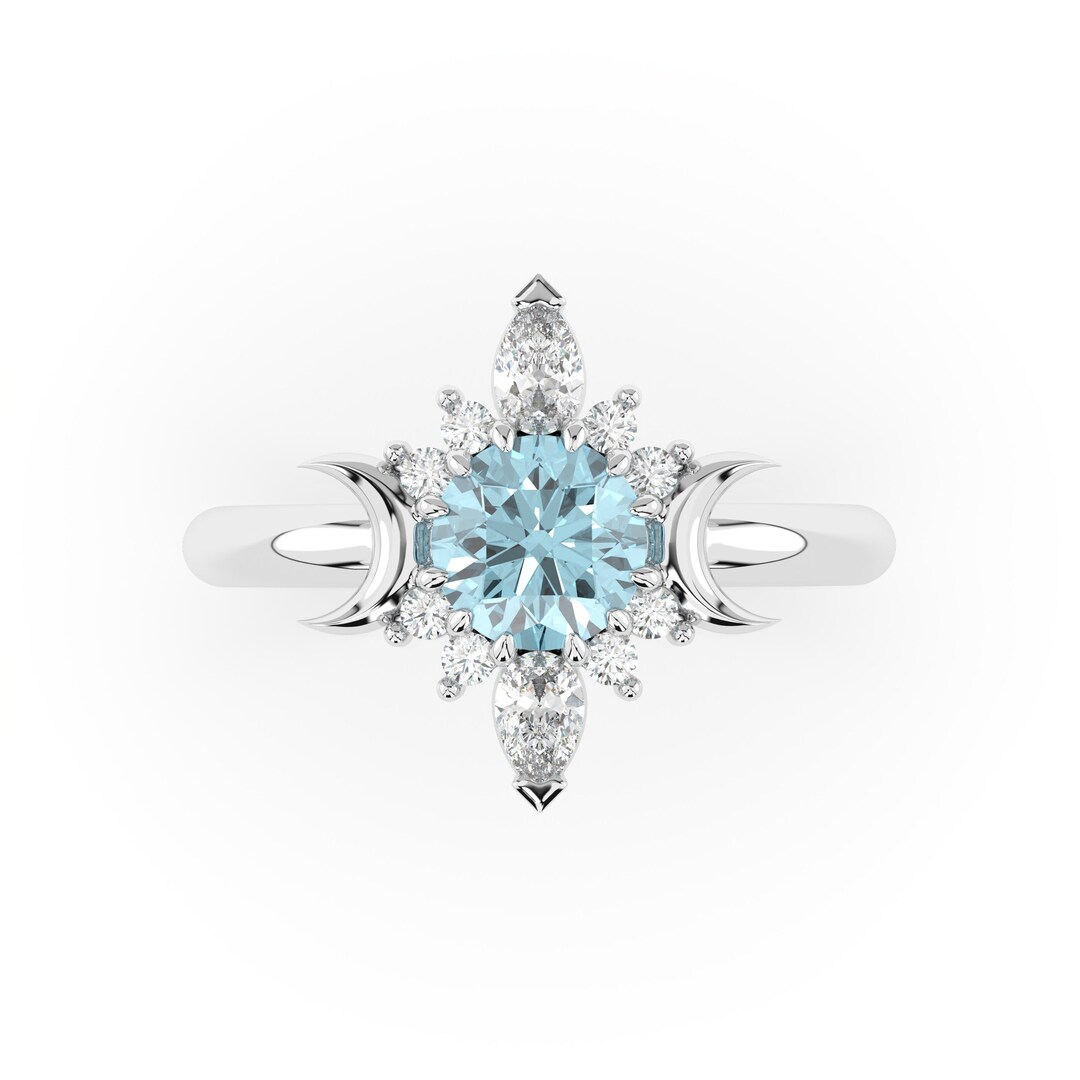 Supreme Hecate Goddess Ring in Sterling Silver With Sky Topaz & White ...