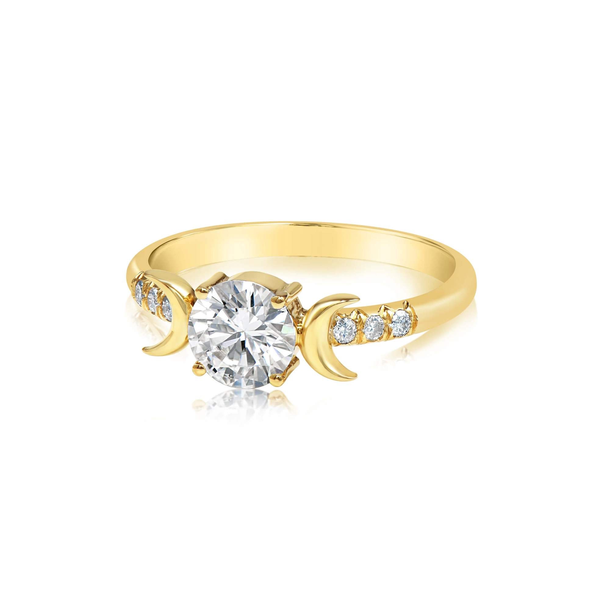 Supreme Triple Moon Goddess Ring With MOISSANITE & DIAMONDS in - Etsy