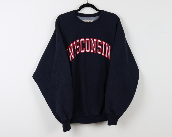 Vintage 90s Wisconsin UWM University of Wisconsin Embroidered Pullover ...