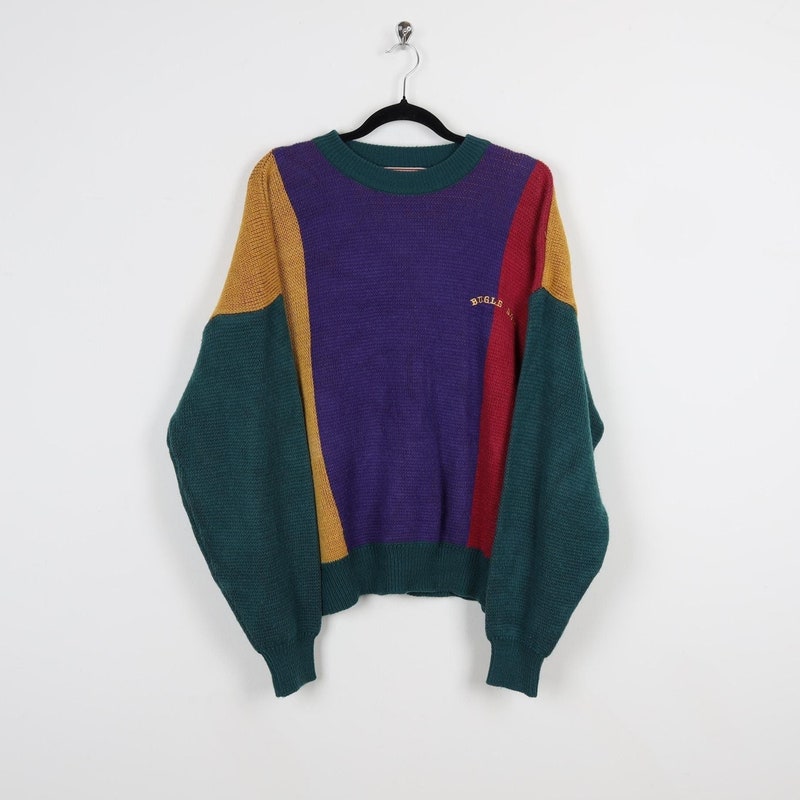 90s Colorful Sweater - Etsy