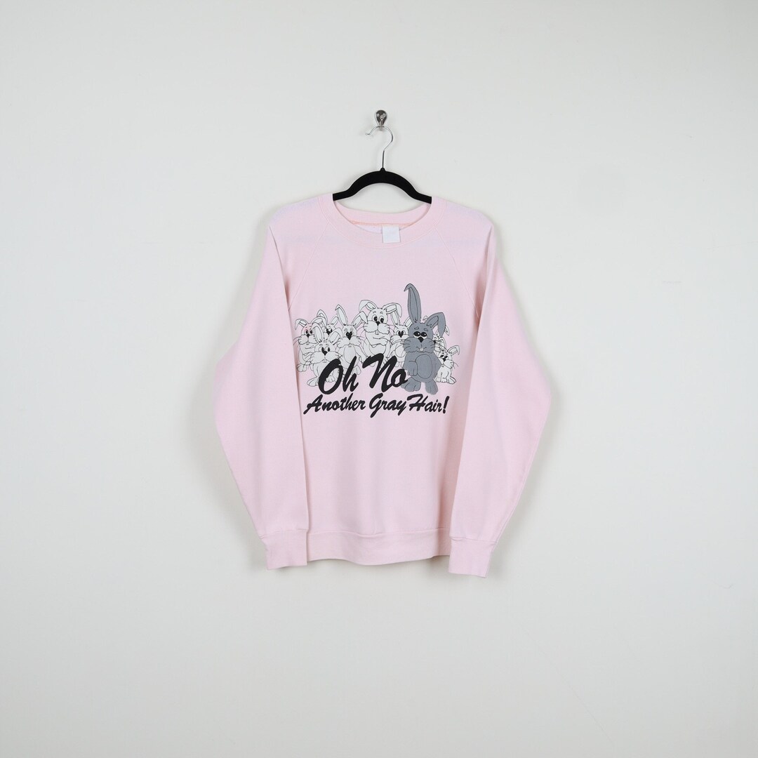 Vintage 80s Jane Colby oh No A Grey Hair Bunny Aging Birthday Pink Crew ...