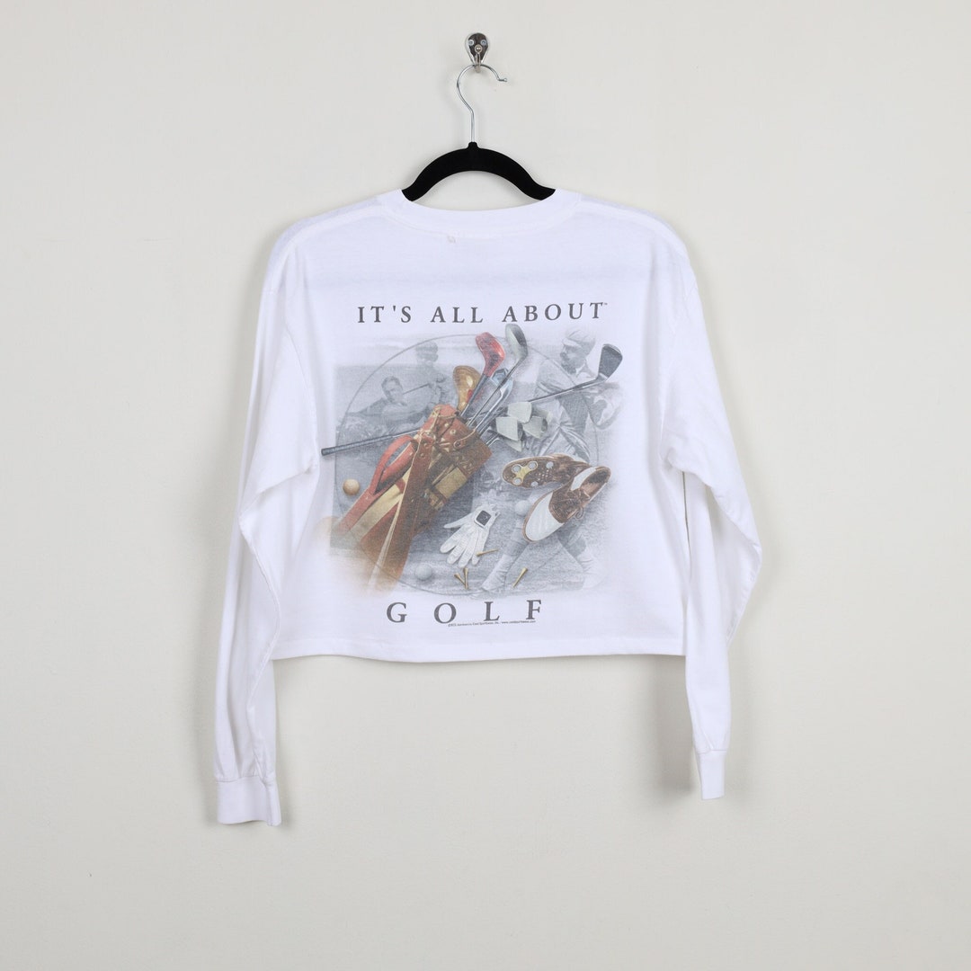 Vintage 90s It's All About Golf White Golf Ball Club Graphic Cropped ...