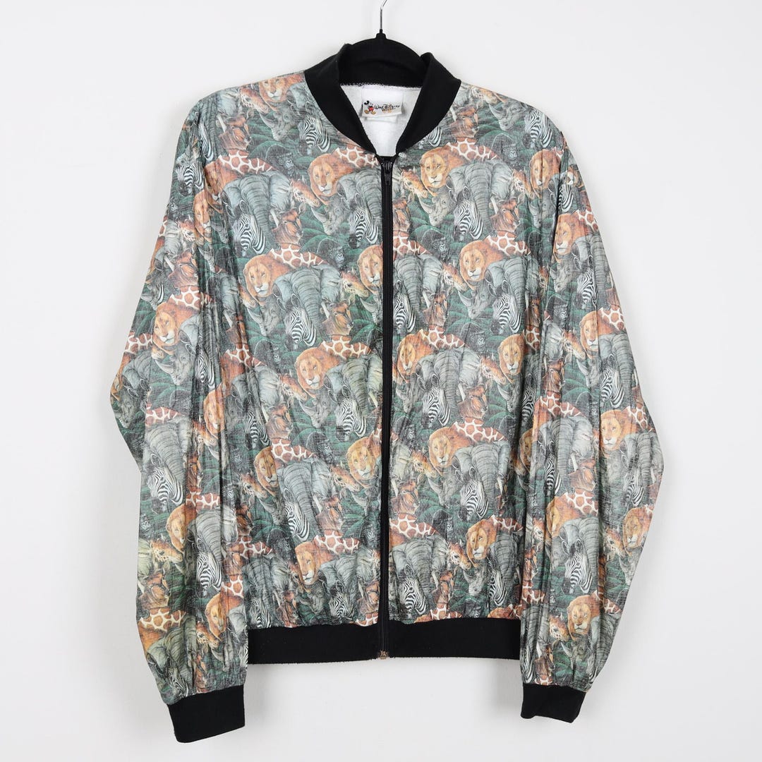 Vintage 90s the Disney Store Tyvek Material Animal Print Pattern Bomber ...