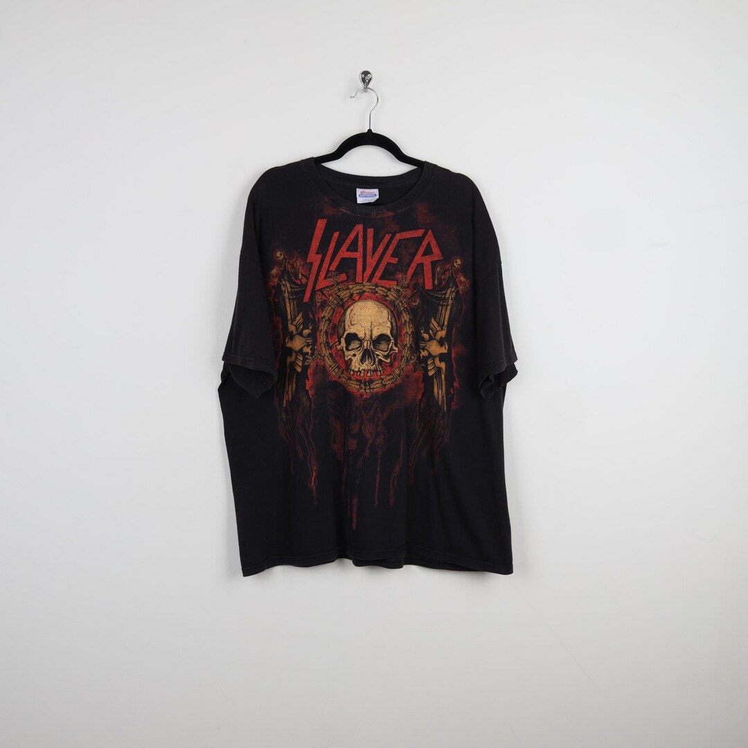 Vintage Y2K Slayer Heavy Metal Music Eagle Skull Skeleton Tie Dye Black ...