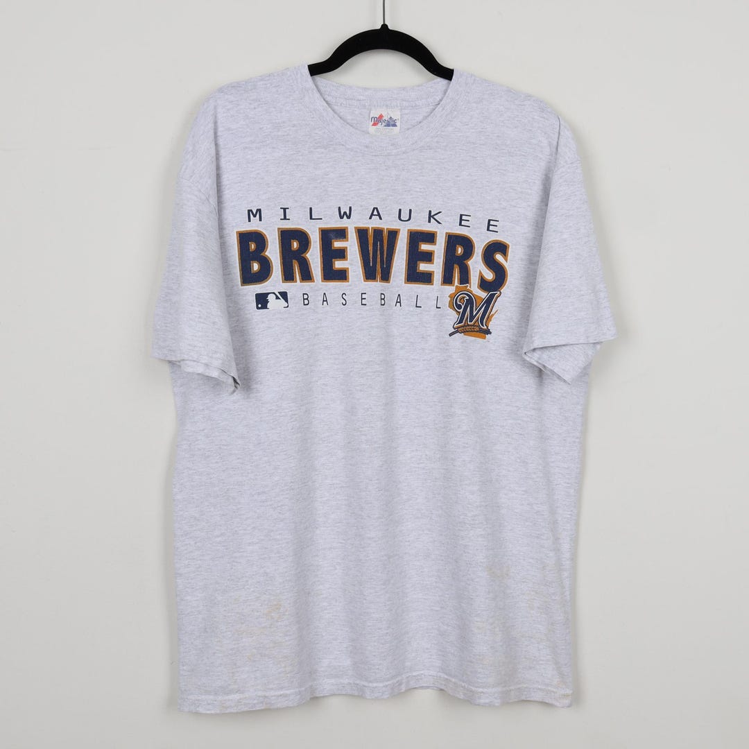 Vintage 90s Milwaukee Brewers MLB Major League Baseball Majestic Gray ...