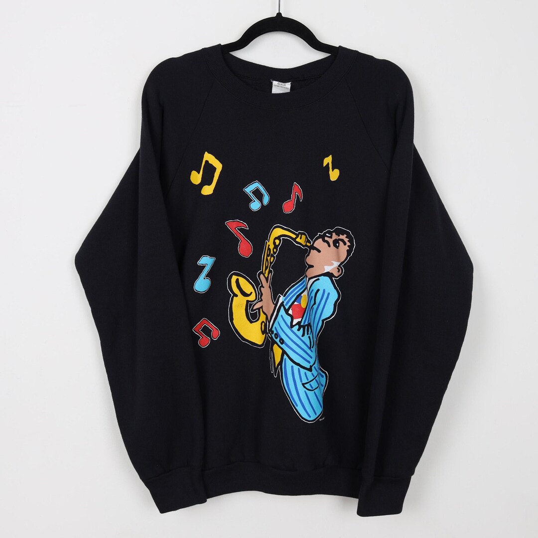Vintage 90s Five Guys Named Moe 1990 Jazz Music Saxophone Black Graphic ...