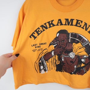 Vintage 90s Yellow Tenkamenin Last Great King Graphic Print Crop Top ...