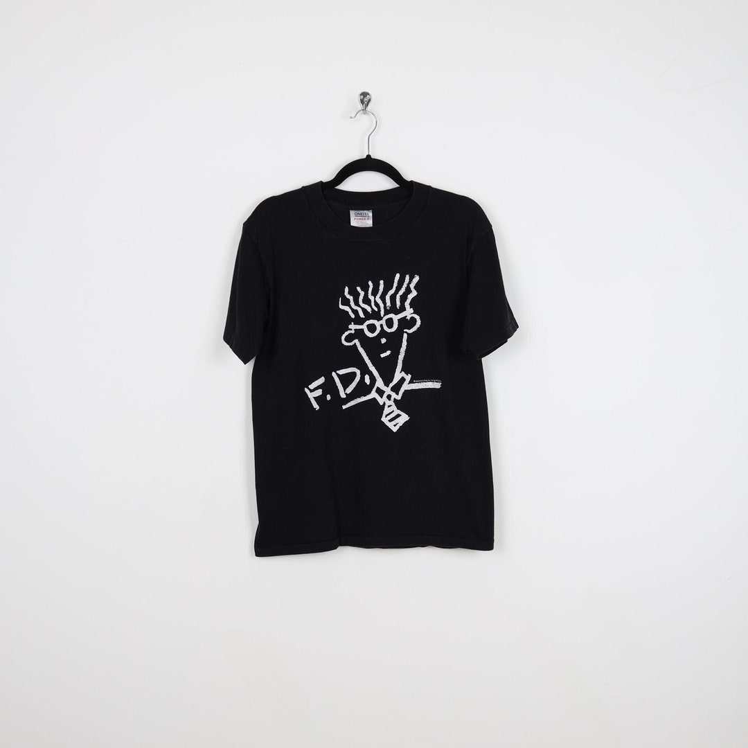 Vintage 80s Fido Dido 1985 Funny Comic Black Graphic Print Tee Single ...