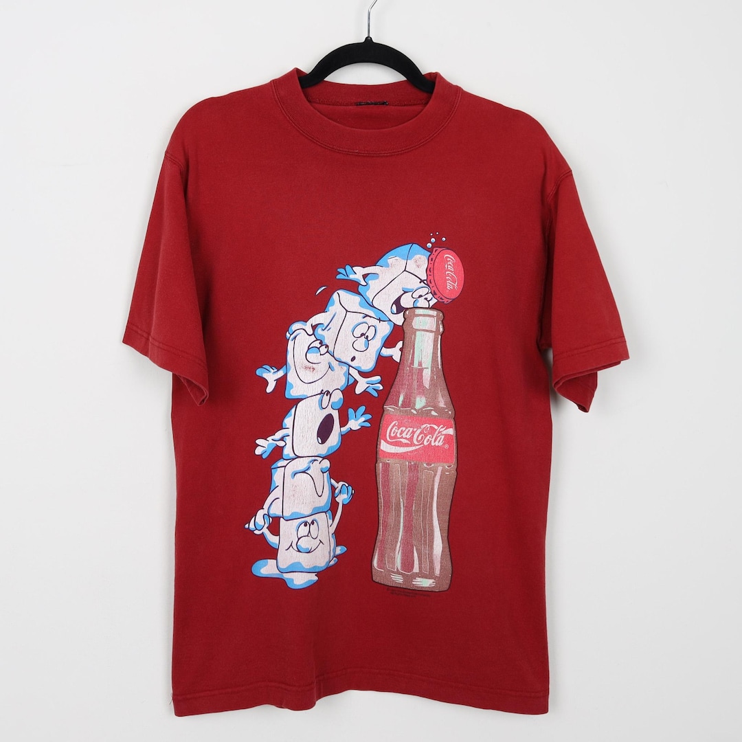Vintage 90s Red 1994 Coca Cola Sponge Bob Coke Soda Promo Graphic Print ...