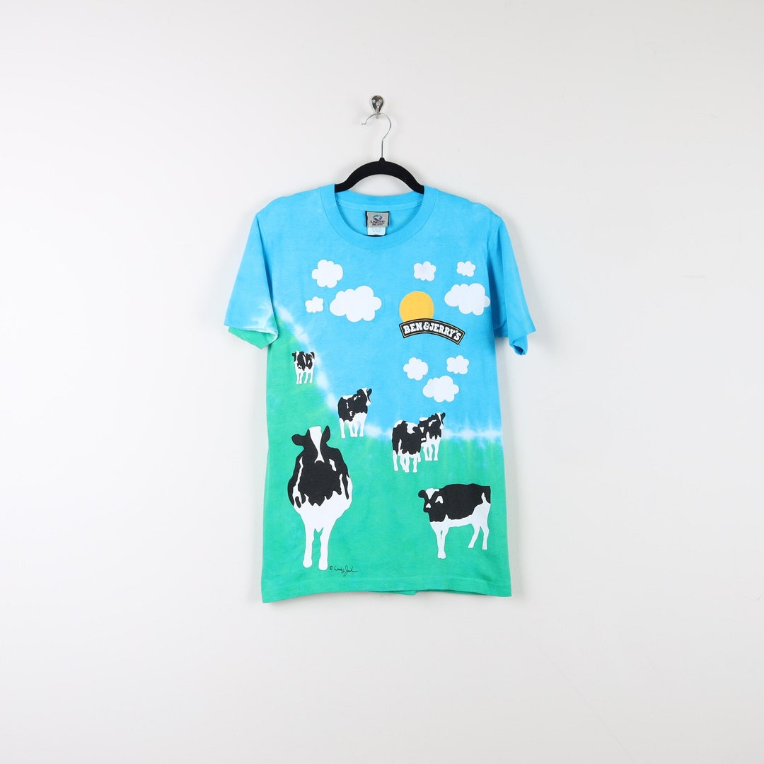 Vintage 90s Liquid Blue Ben & Jerry's Cows AOP All Over Print Tie Dye ...
