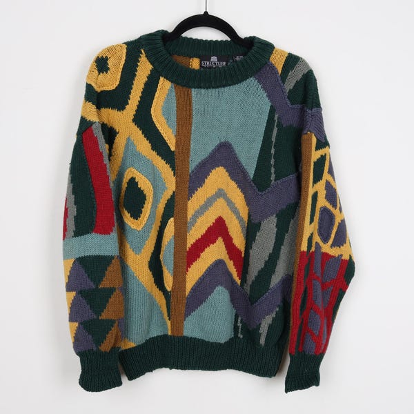 90s Colorful Sweater - Etsy