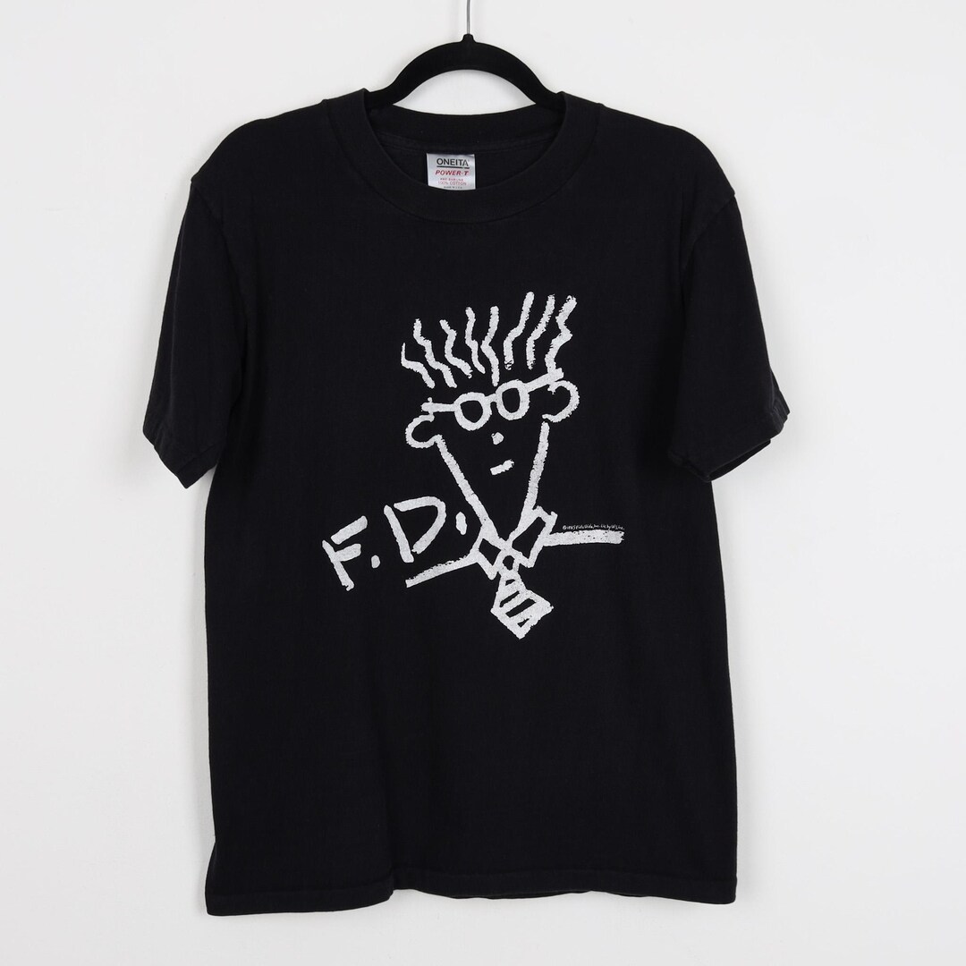 Vintage 80s Fido Dido 1985 Funny Comic Black Graphic Print Tee Single ...
