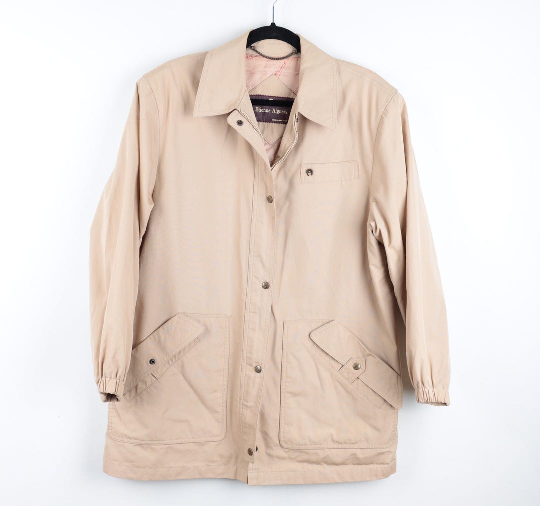 Vintage 90s Etienne Aigner Beige Tan Trench Coat Preppy Minimalist Full ...