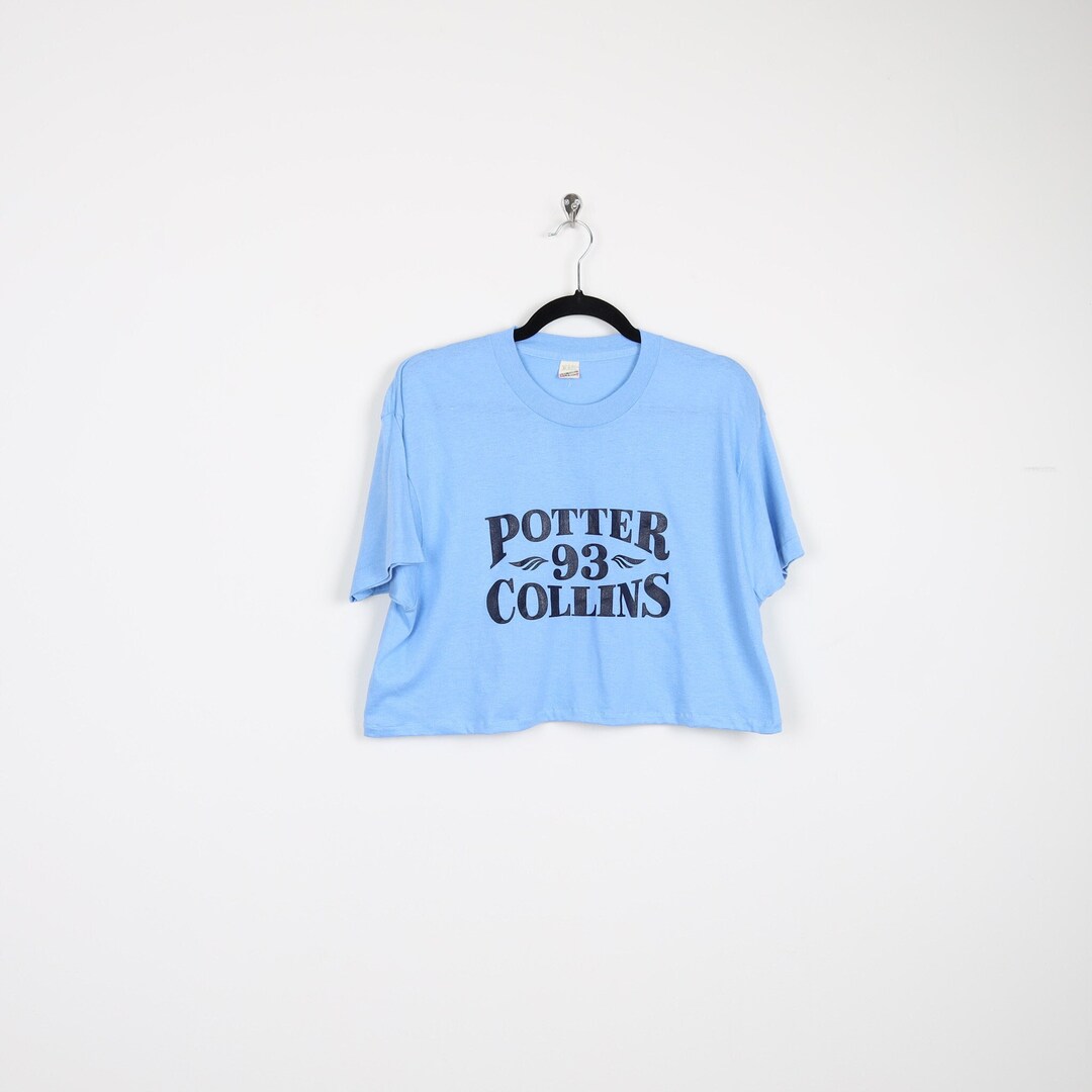 Vintage 90s Potter 93 Collins Graphic Print Crop Top T-shirt Single ...