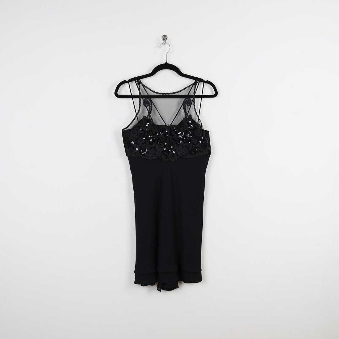 Vintage 90s Envy Sequin Embroidery LBD Embellished Floral Embroidery ...