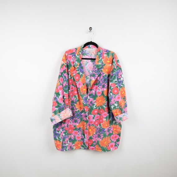 Vintage 90s PLUS SIZE Loud Red Orange Pink Purple Floral - Etsy
