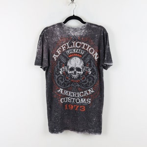 Vintage Y2K Black Bleach Dye Affliction Skull Live Fast ACMC American ...