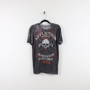 Vintage Y2K Black Bleach Dye Affliction Skull Live Fast ACMC American ...