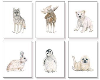 Arctic Animals Clipart Winter Animals Clip Art Polar Bear | Etsy