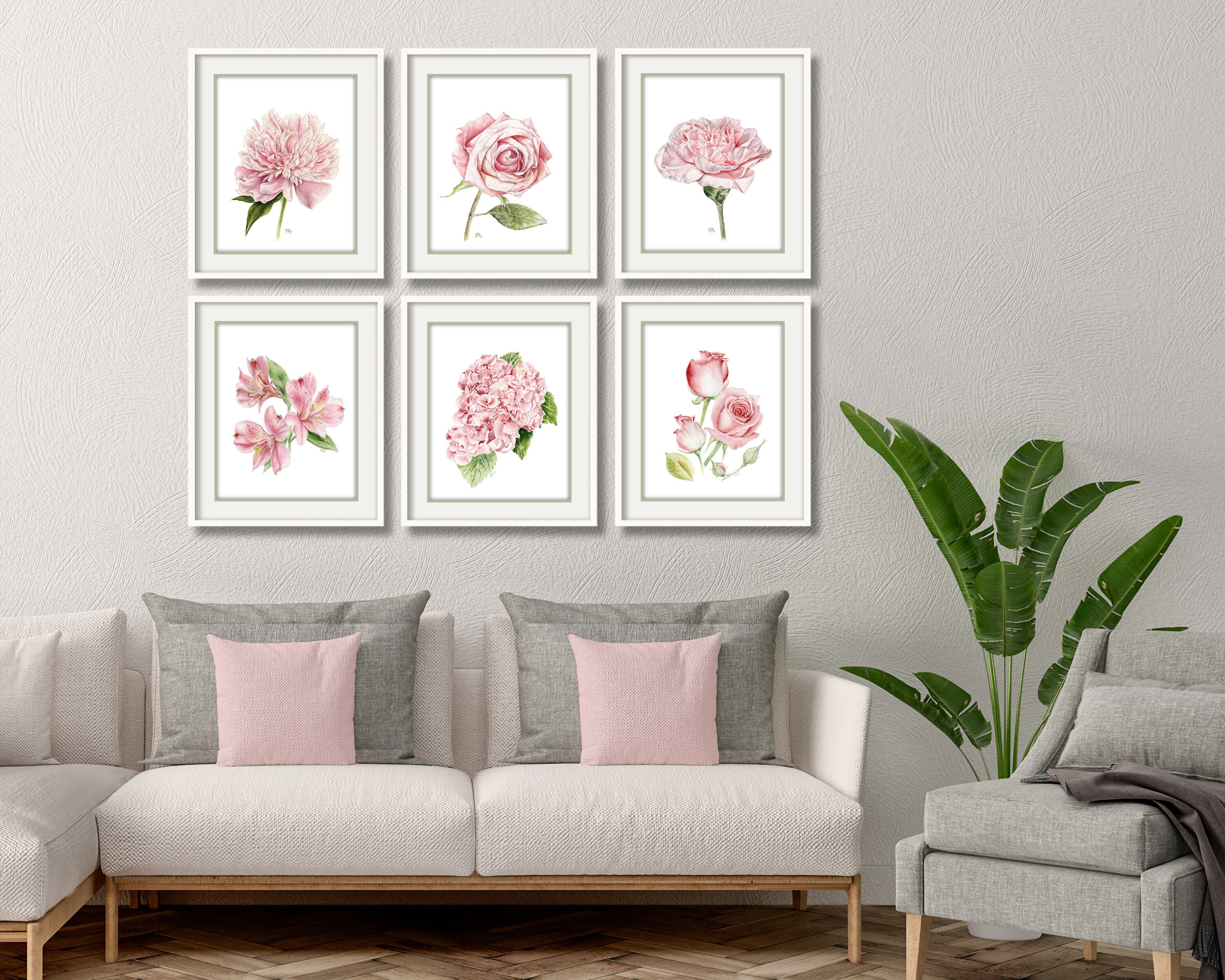 Flower Prints Set of 6 Floral Print Set Flower Watercolor | Etsy