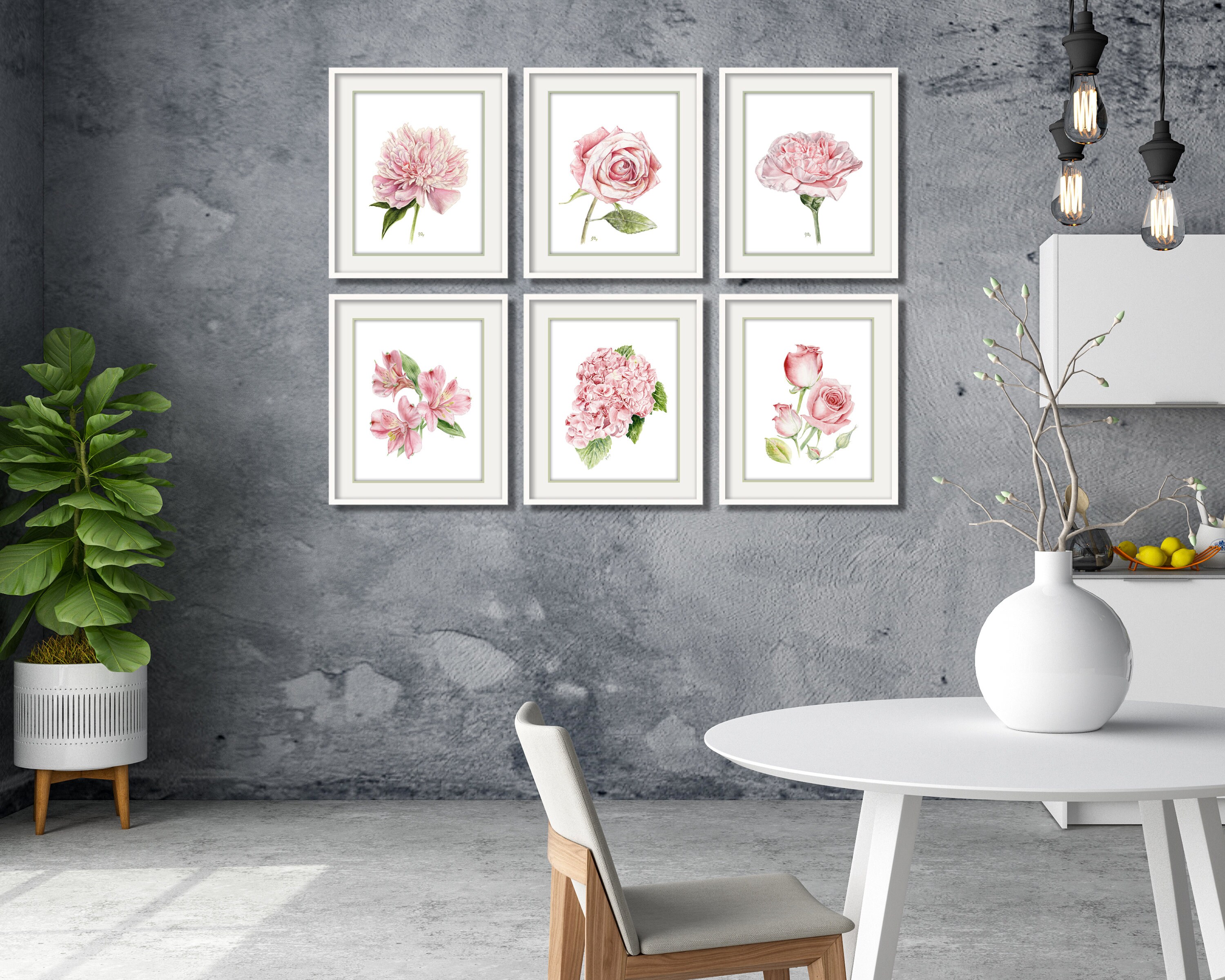 Flower Prints Set of 6 Floral Print Set Flower Watercolor | Etsy