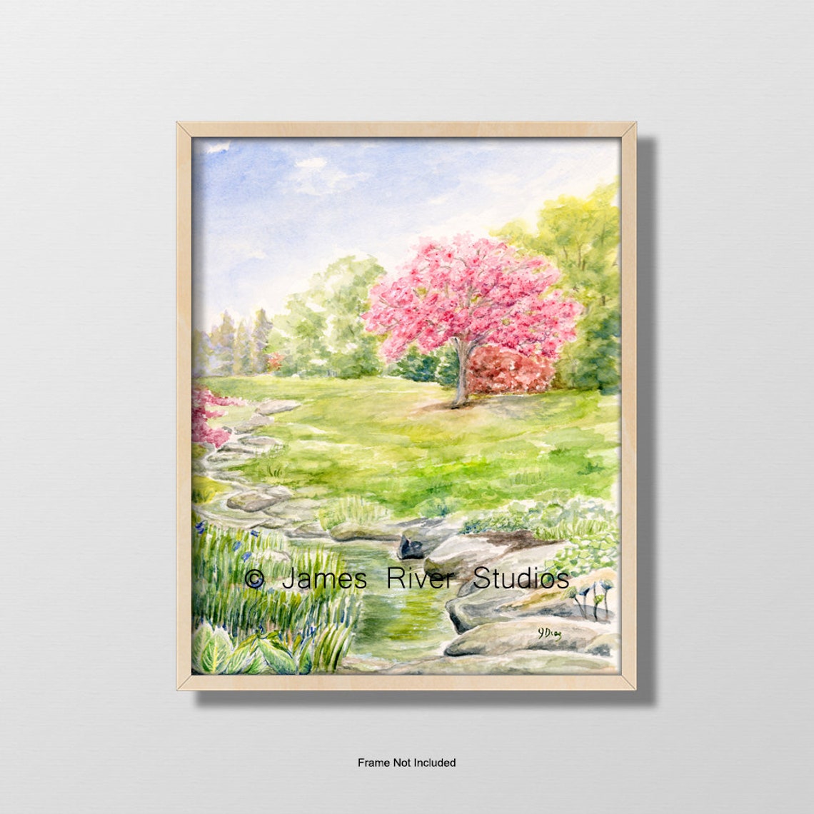 Cherry Tree Painting Cherry Tree Watercolor Landscape - Etsy