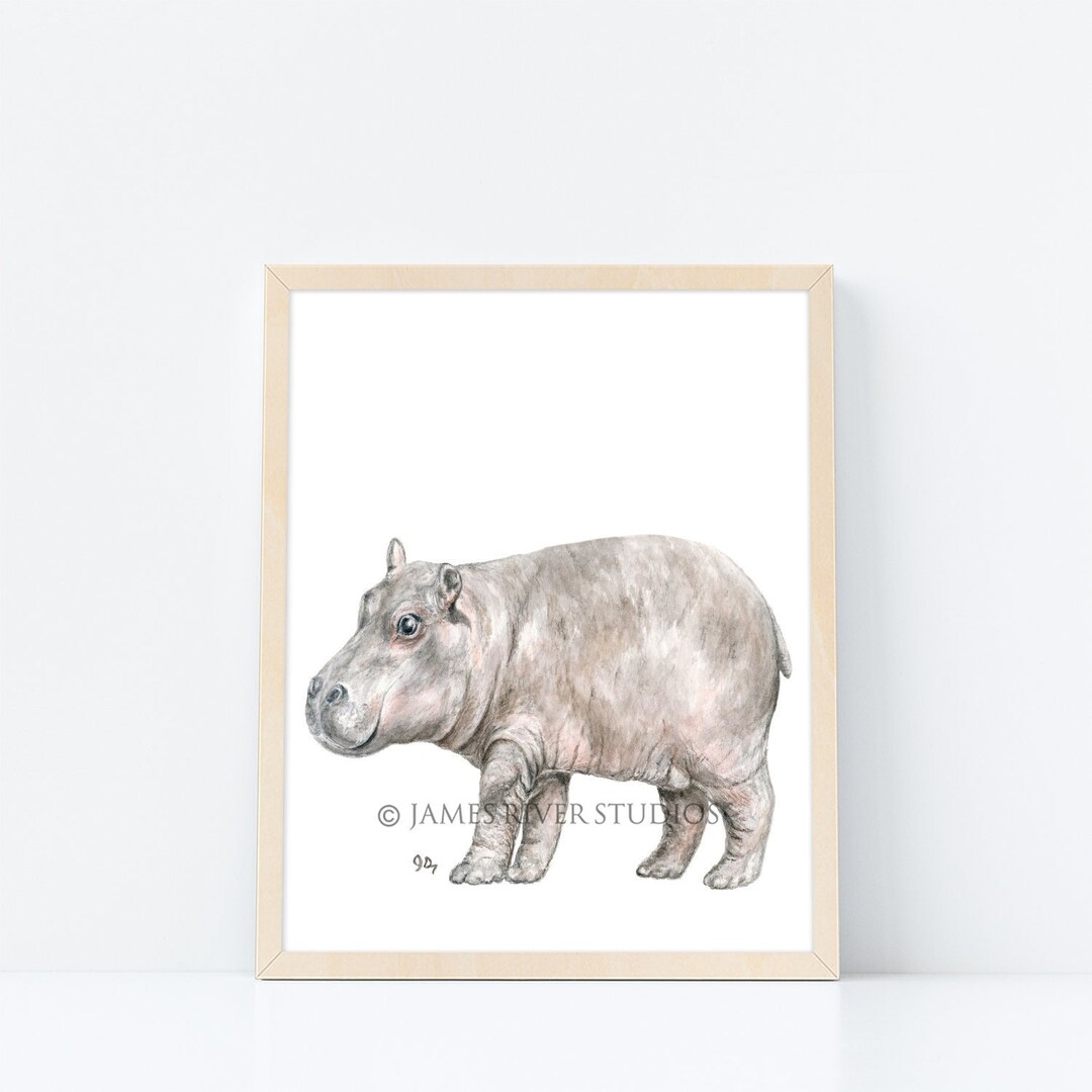 Hippo Art Hippo Painting Hippo Print Hippo Watercolor Painting - Etsy ...