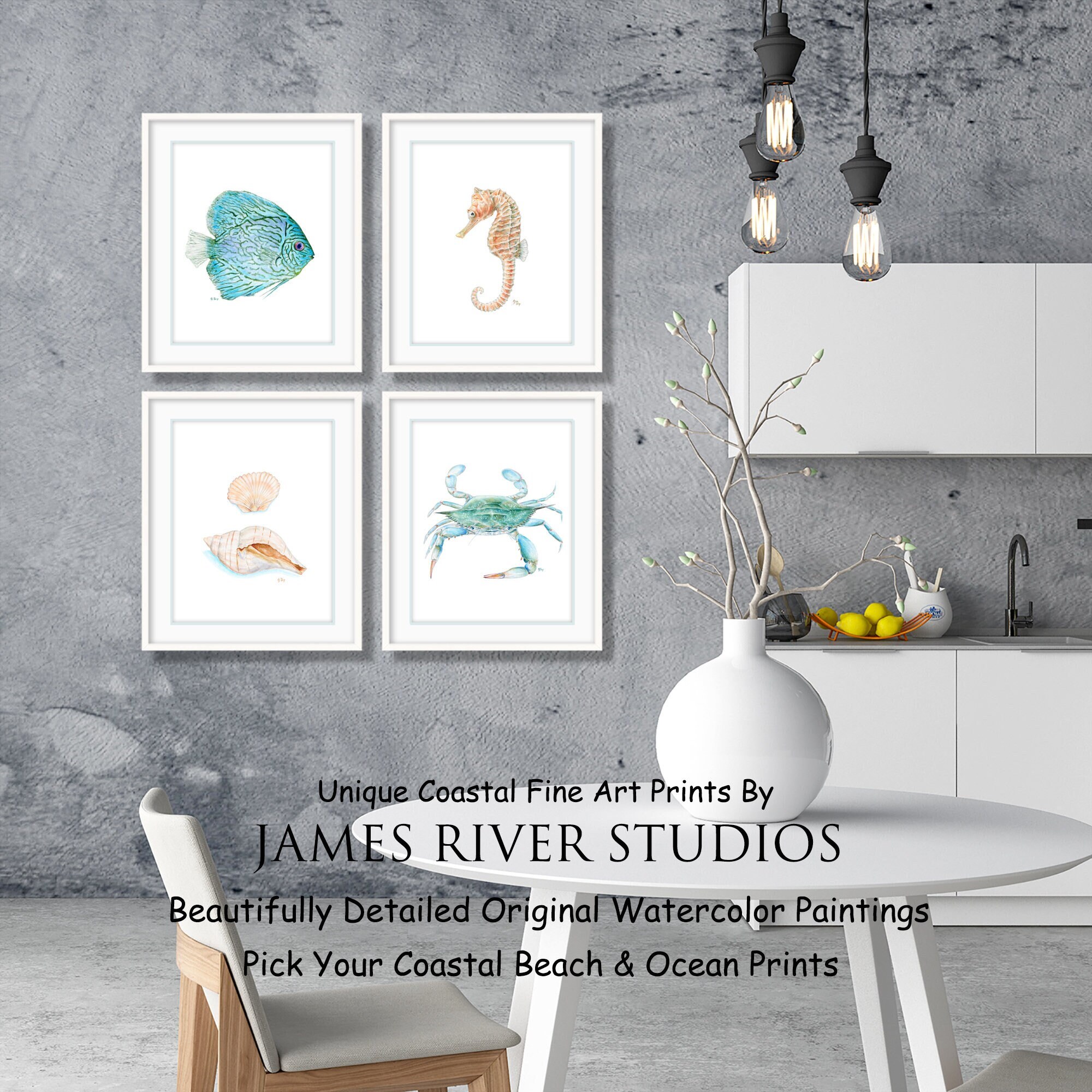 Coastal Prints Beach Decor Set of 4 Ocean Wall Art Nautical - Etsy