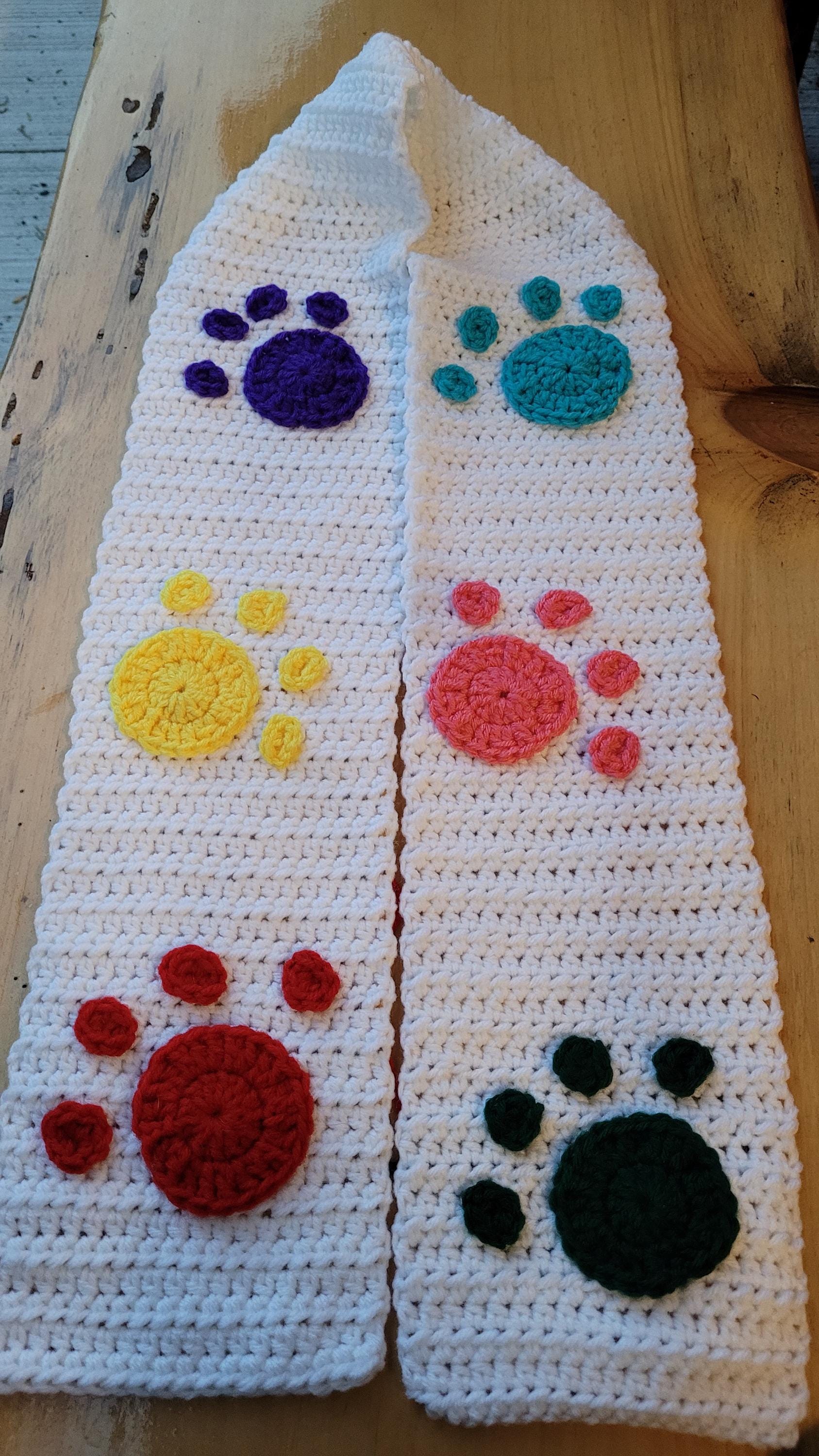 Handmade Crochet Paw Print Scarf - Etsy