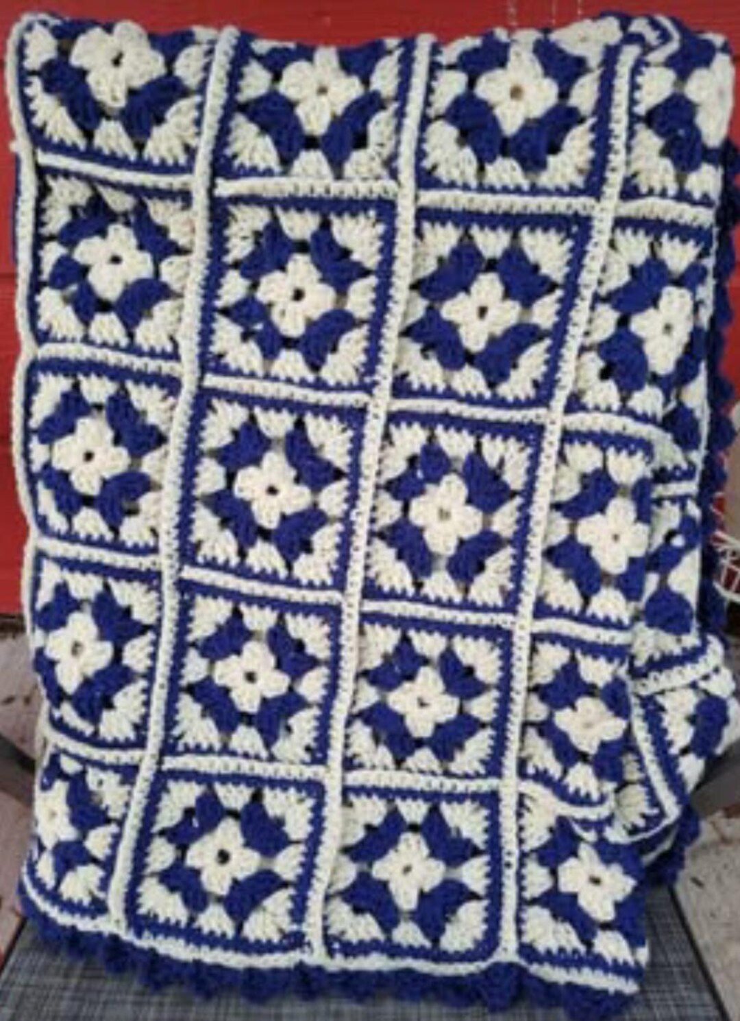 Handmade Crochet Blue Afghan - Etsy