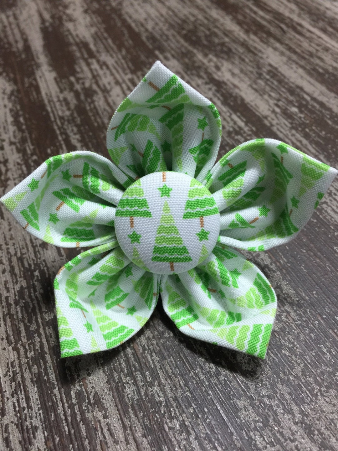 GREEN CHRISTMAS TREES / Bow Tie, Bandana, Flower / Collar Attachment ...