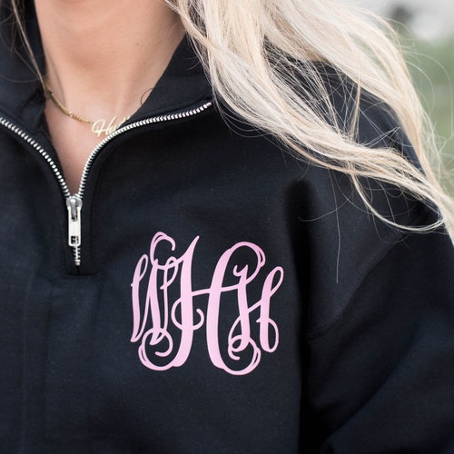 Quarter Zip Monogram Sweatshirt Monogram Pullover Monogram - Etsy