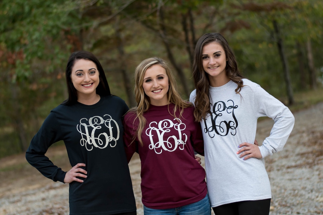 Monogram Long Sleeve Shirt, Personalized Gift for Her - Etsy