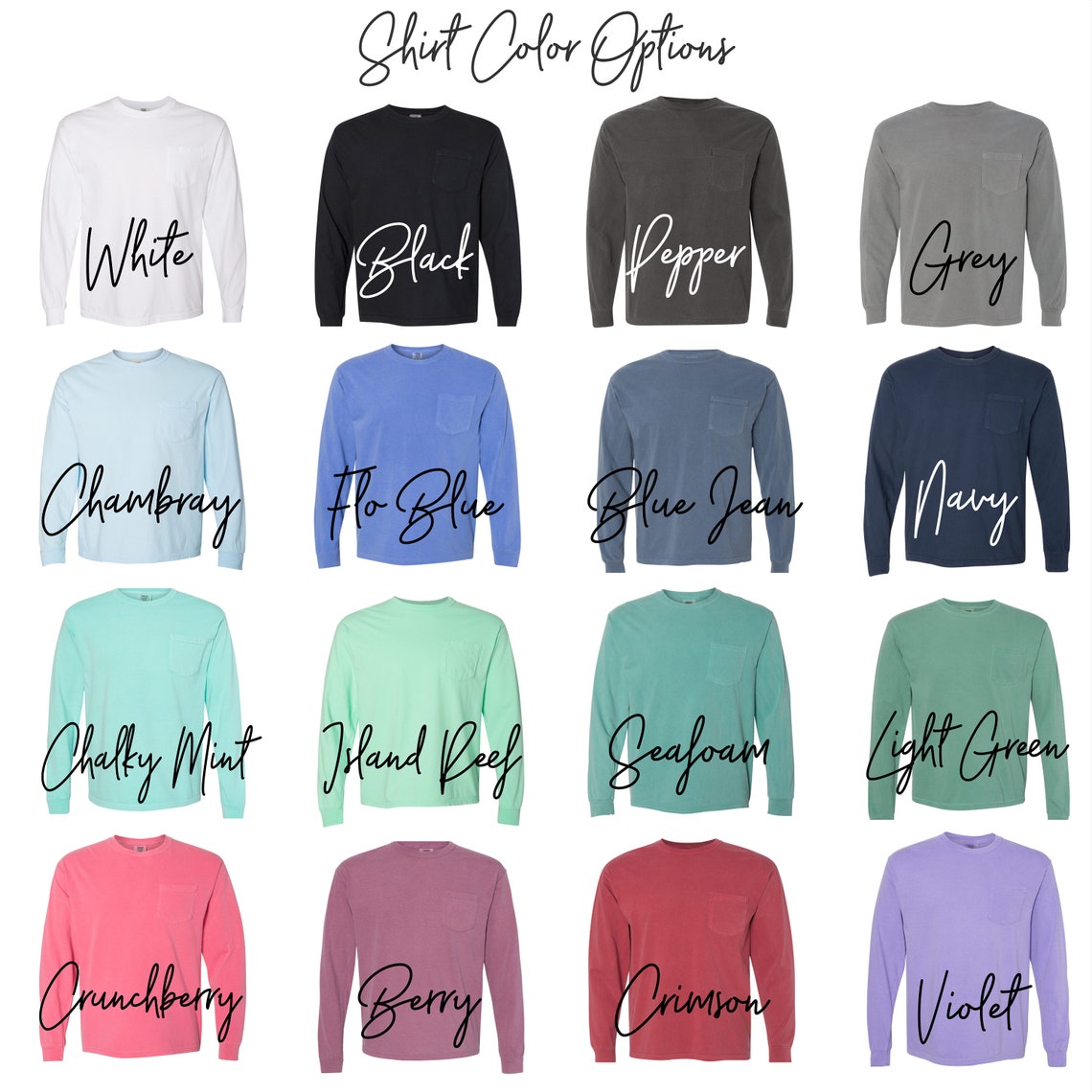 Comfort Colors Long Sleeve Monogrammed Pocket Tee Shirt - Etsy