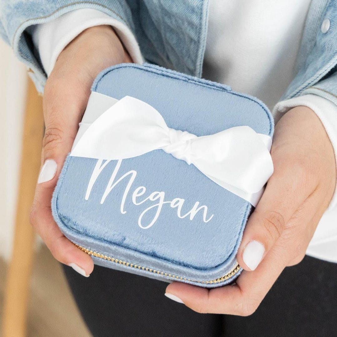 Custom Jewelry Box Velvet, Personalized Travel Jewelry Box, Gift for ...