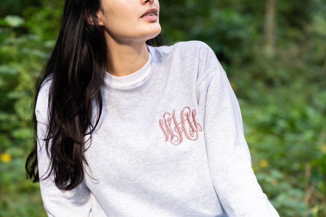 Embroidered Monogram Sweatshirt, Monogrammed Crewneck Sweatshirt ...