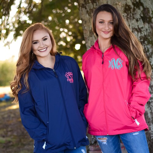 Monogrammed Rain Jacket Personalized Rain Coat Embroidered - Etsy