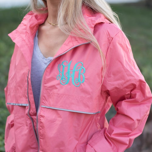 Monogrammed Rain Jacket Personalized Rain Coat Embroidered | Etsy